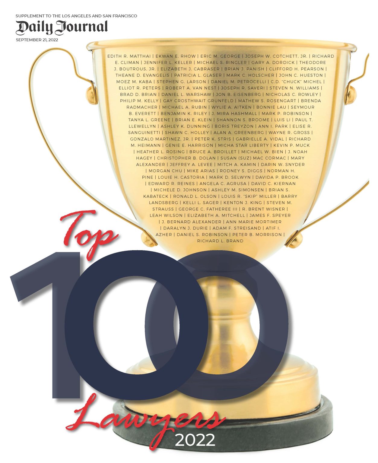 Brian Panish Named Among Top 100 Lawyers in California by Daily Journal