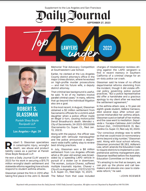 Robert Glassman Named Among Top 40 Lawyers Under 40 by Daily Journal
